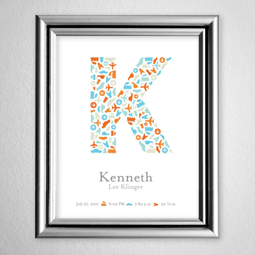 Monogrammed Birth Announcement Poster | Personalized Baby Gift | Baby ...