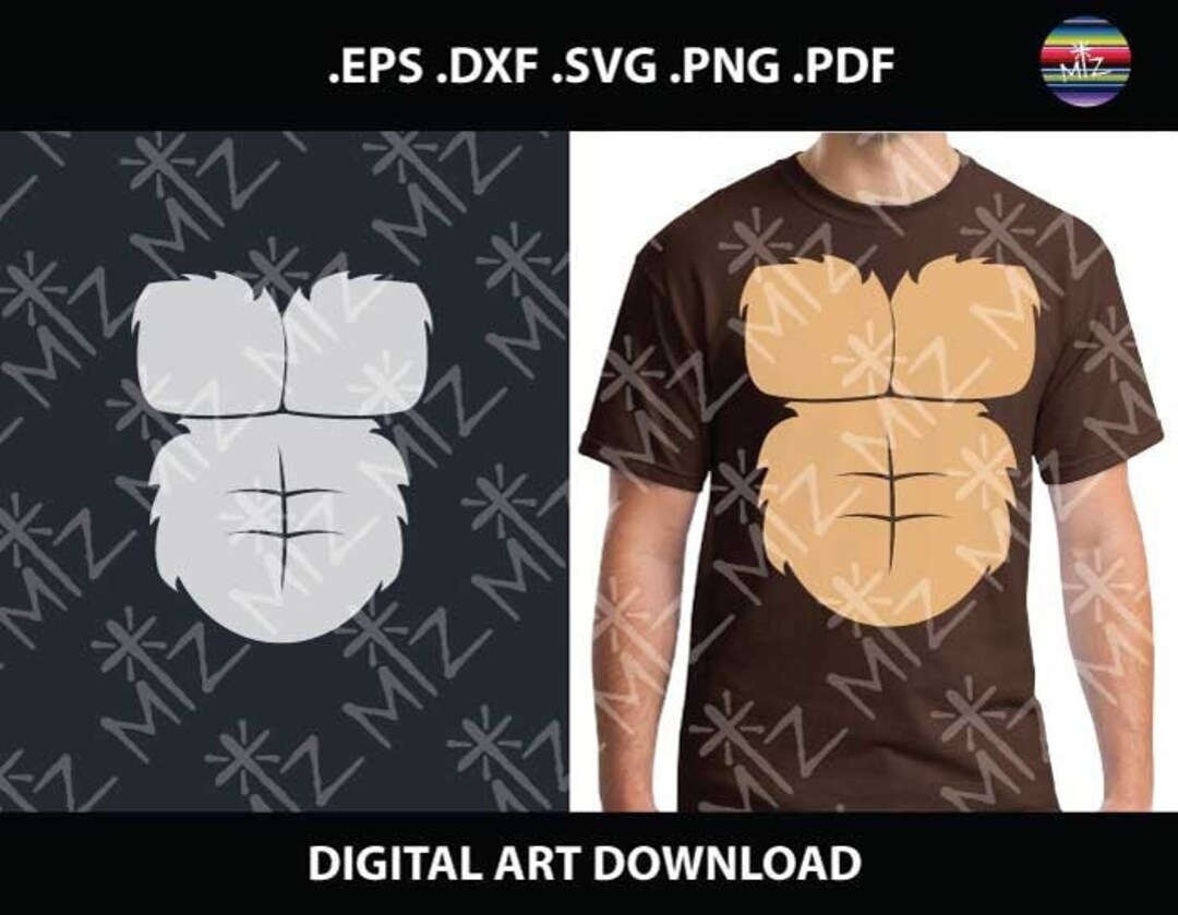 Gorilla Chest Cut Files, Kong Chest Svg DXF Cutting Files, Png EPS PDF ...