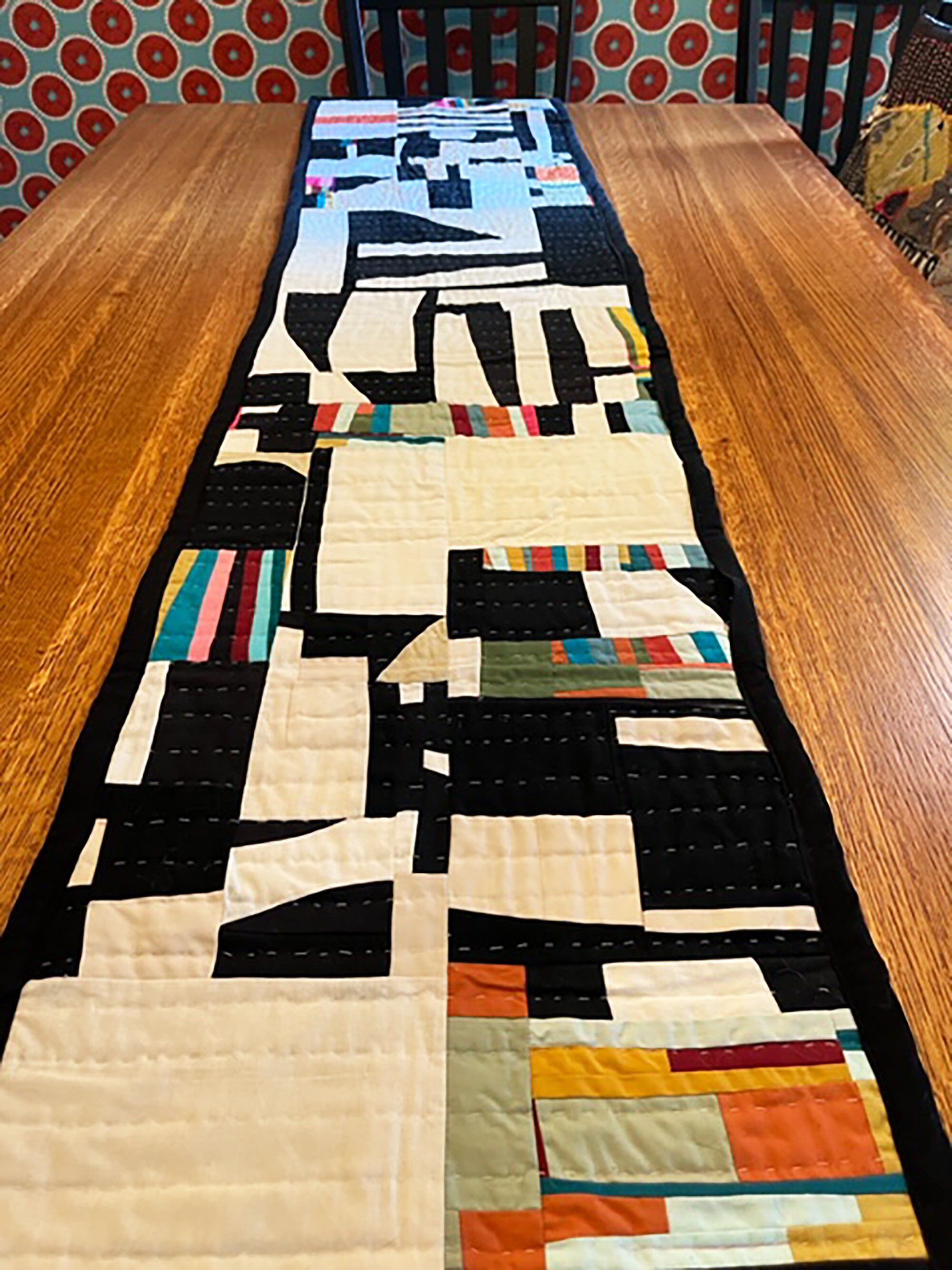 My Abstract Table Runner, Handmade, Hand-quilted, Black and White With ...