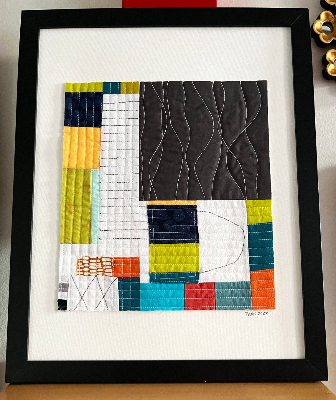 Geographic. Abstract Quilted Fabric Collage. 11 X 14 - Etsy