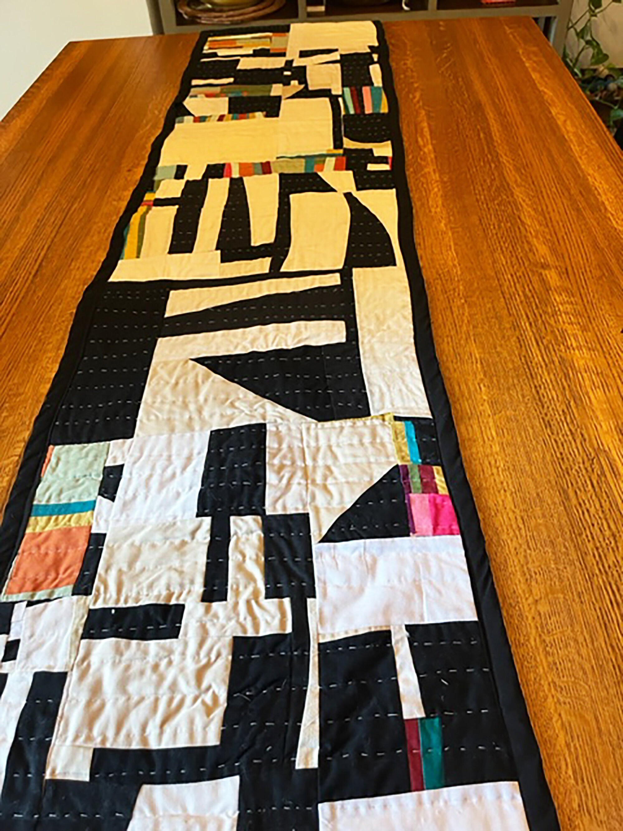 My Abstract Table Runner, Handmade, Hand-quilted, Black and White With ...