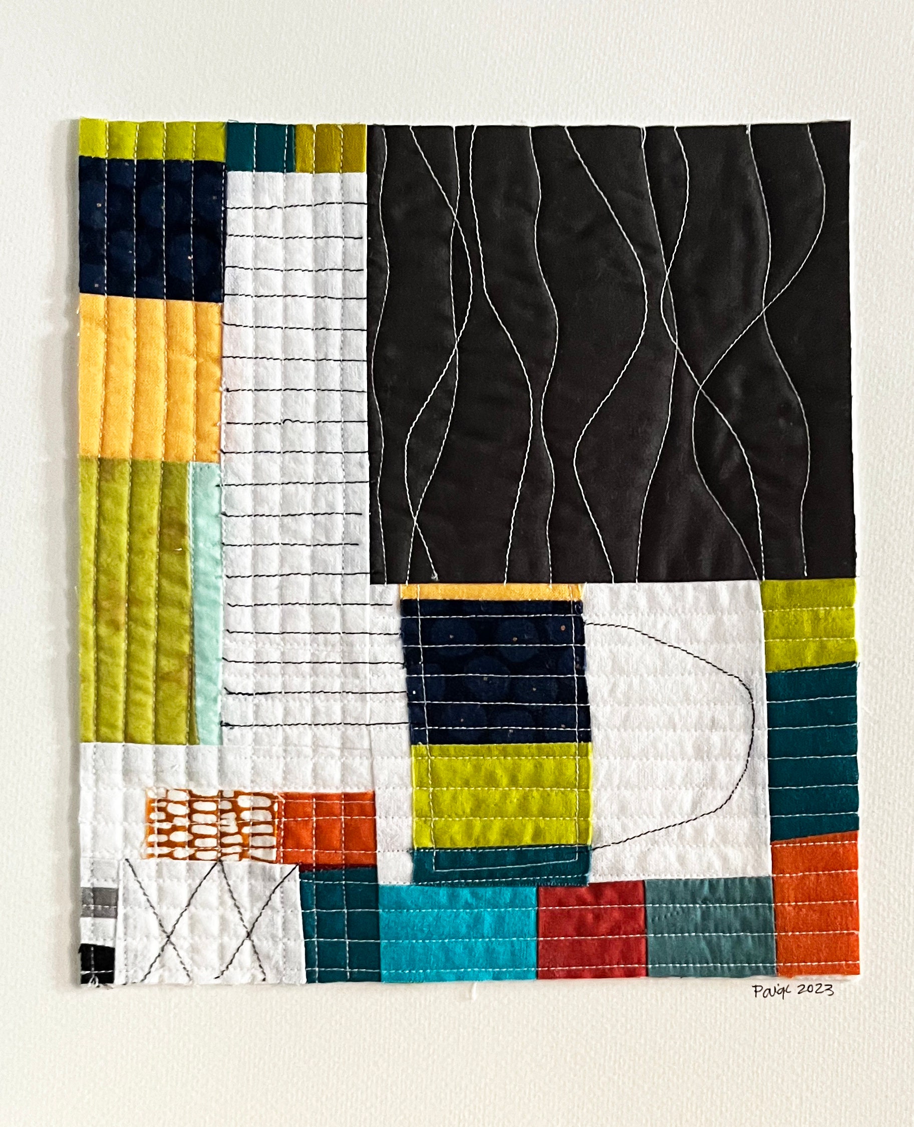 Geographic. Abstract Quilted Fabric Collage. 11 X 14 - Etsy