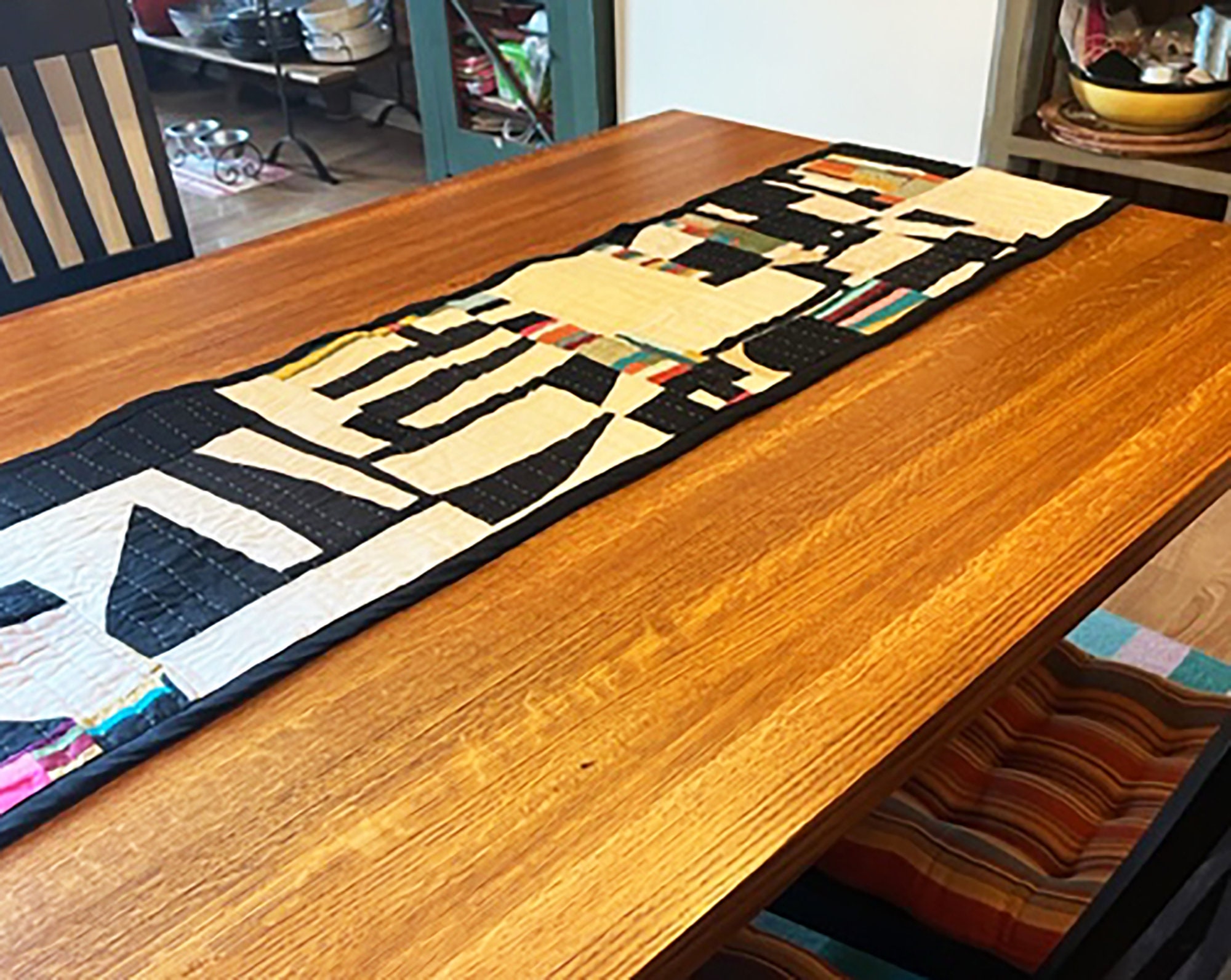 My Abstract Table Runner, Handmade, Hand-quilted, Black and White With ...