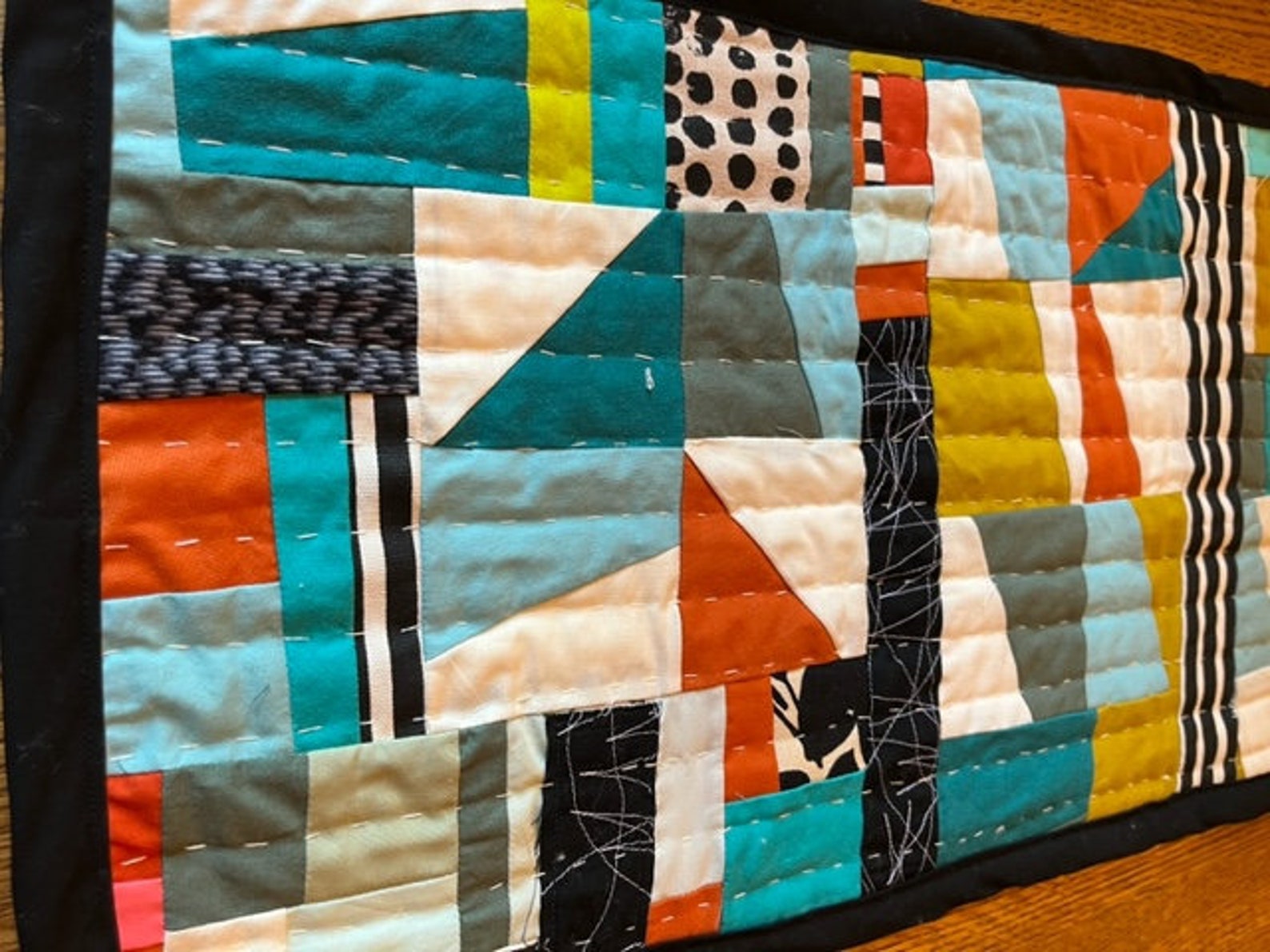 Modern, Abstract Table Runner, Art Quilting. Textile Art for Your Table ...