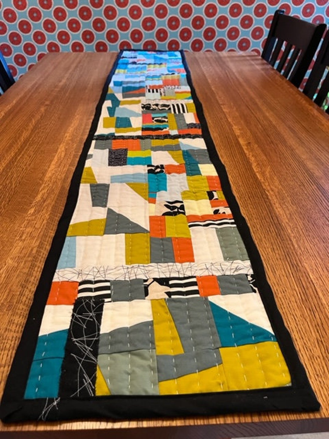 Modern, Abstract Table Runner, Art Quilting. Textile Art for Your Table ...