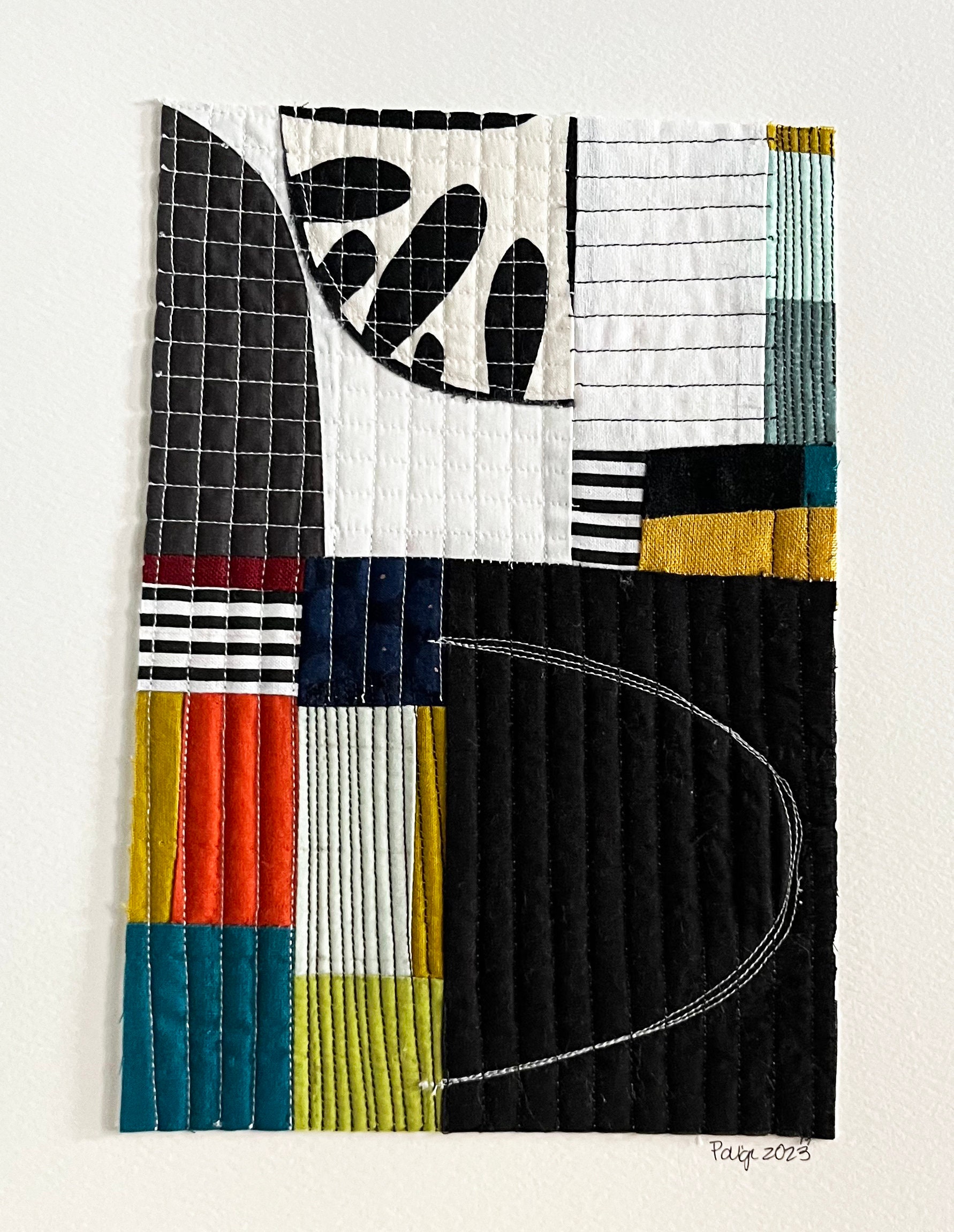 Arches, Handmade, Quilted Fabric Collage. Abstract, Geometric, Modern ...