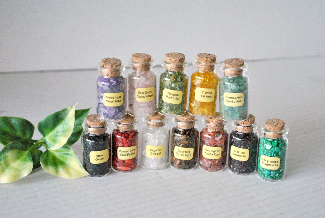 Gemstone Chip Bottle, Mini Bottle Filled With Gemstone Chips, Gemstone ...