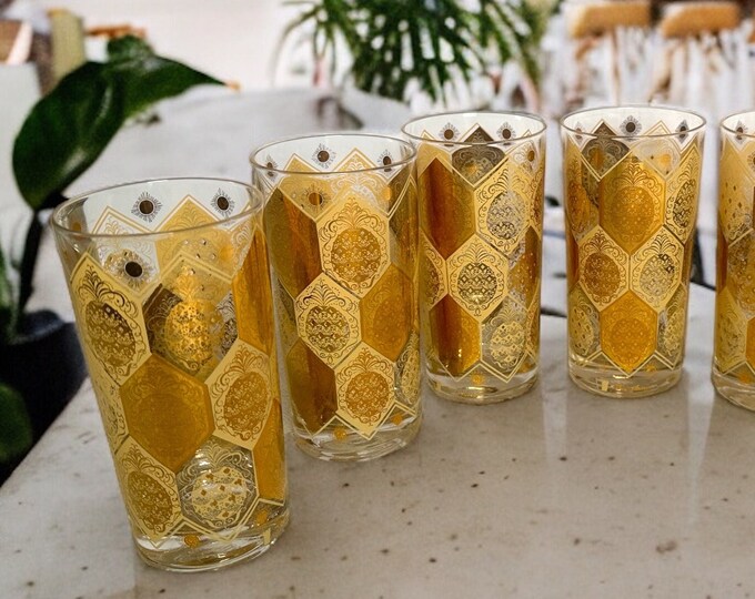 Mid Century Glasses, Cera Ned Harris Tall Pineapple Highball Glasses ...