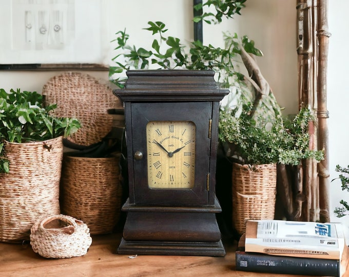 Vintage Wood Clock / Colonial Clock Co. / Mantel Clock With Storage ...