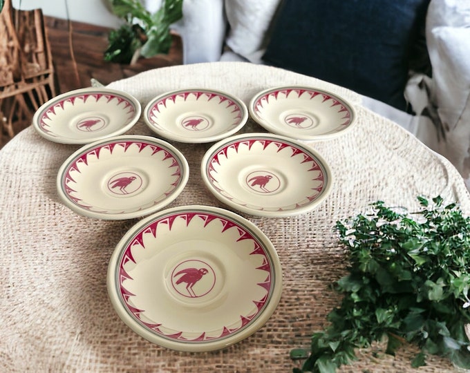 Six Saucer Plates, Santa Fe Railroad Ancient Mimbreno China, Southwest ...
