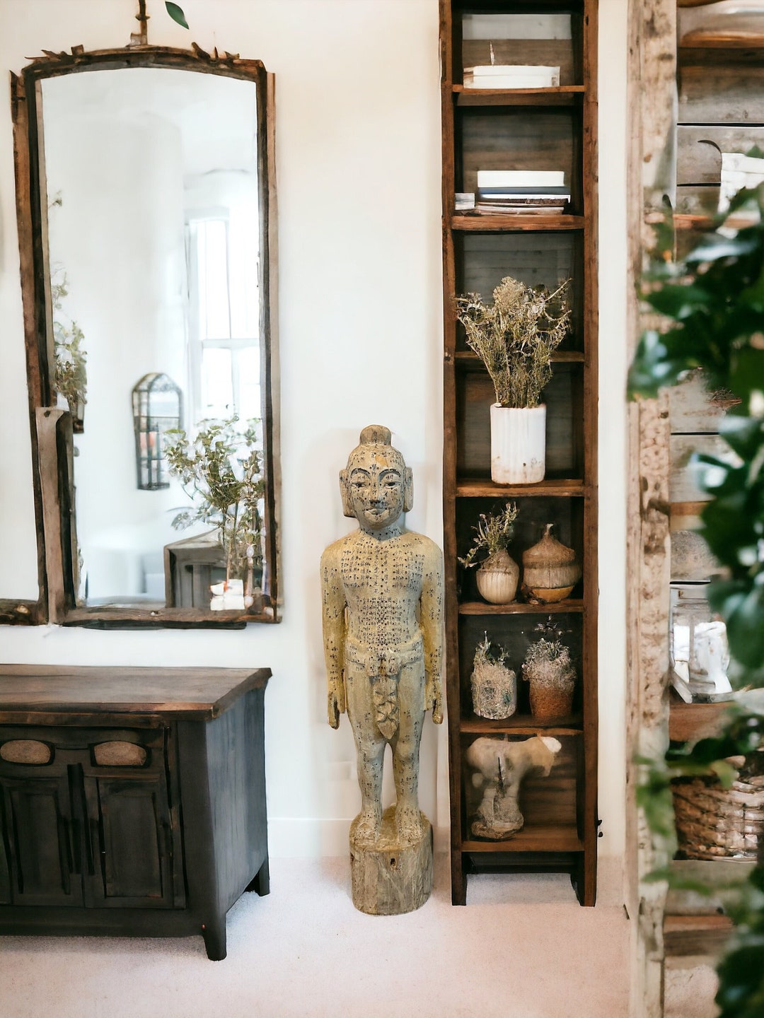 Ancient Male Acupuncture Carved Statue / Antique Chinese Medicine ...