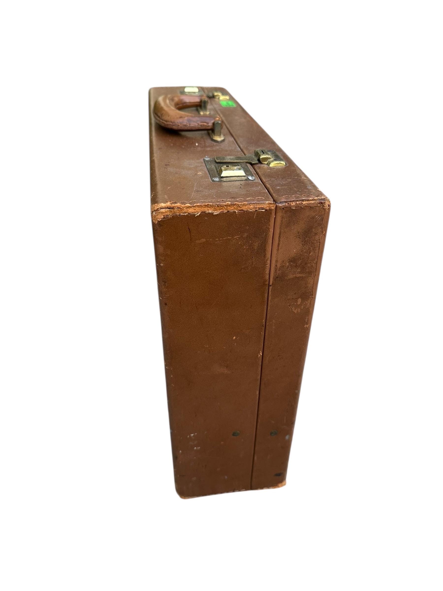 Vintage Hard-shell Suitcase With Travel Stickers, Retro 60's Leather ...