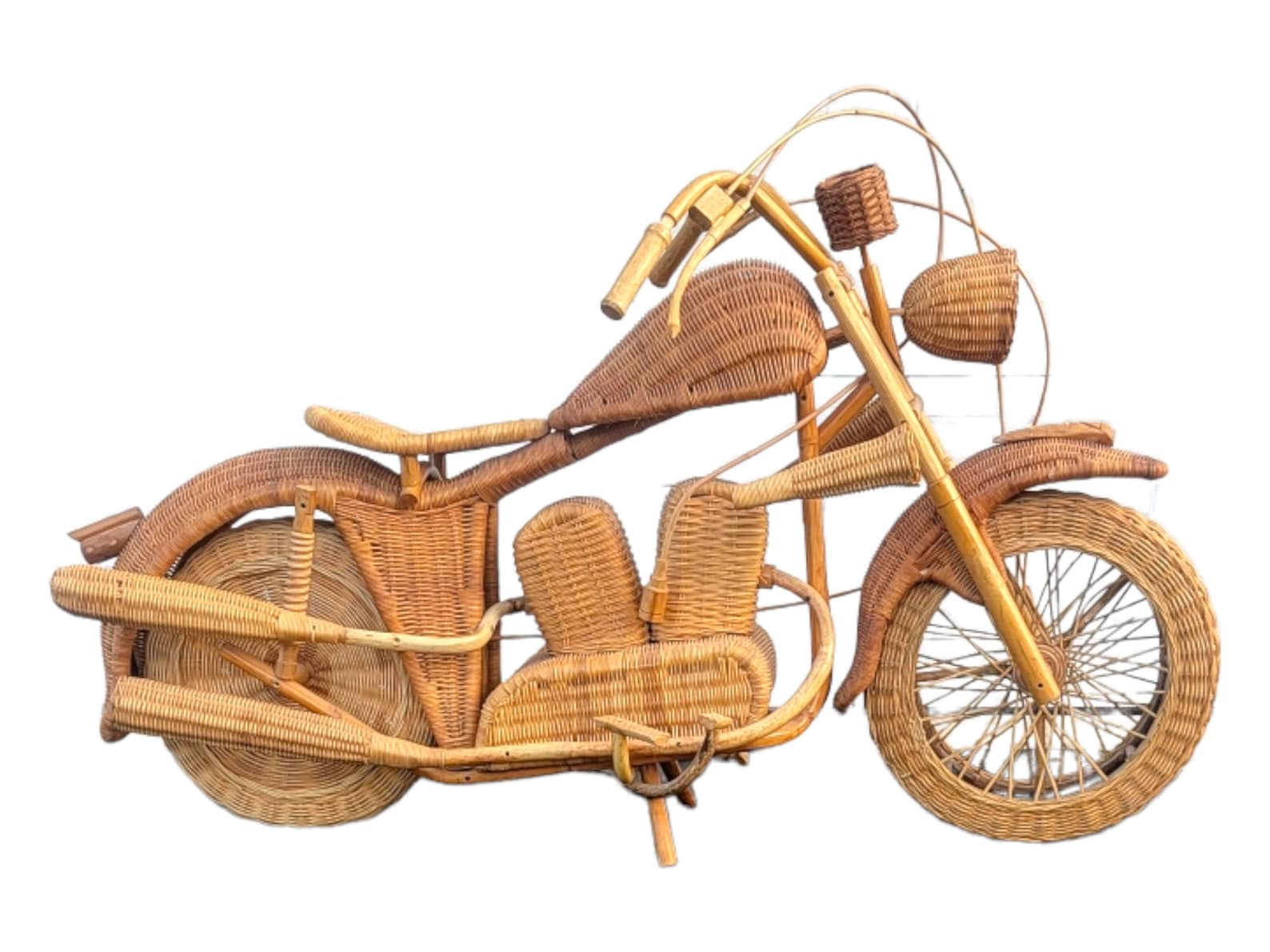1960's Life Size Rattan Motorcycle, Bamboo and Wicker Harley Davidson ...