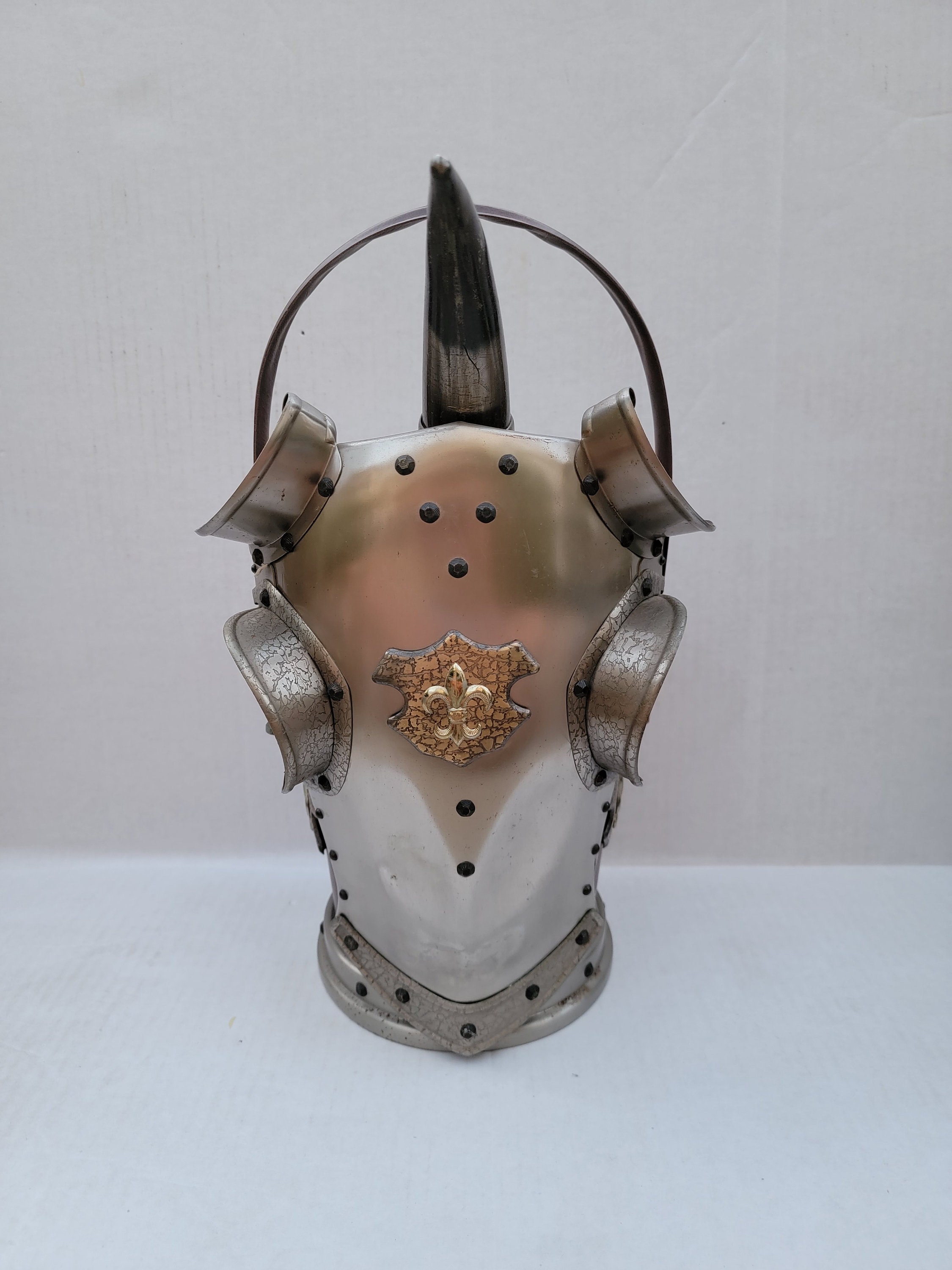 Rare Medieval Horned Helmet Ice Bucket With Wind up Music Player / Faux ...