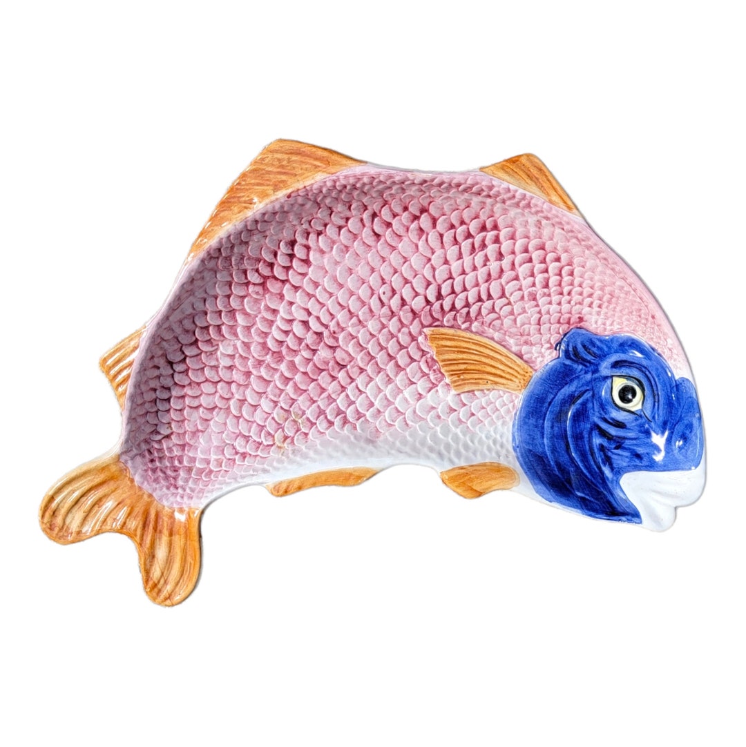 Vintage Pottery Fish Platter / Ceramic Fish Plate / Portugal Majolica ...