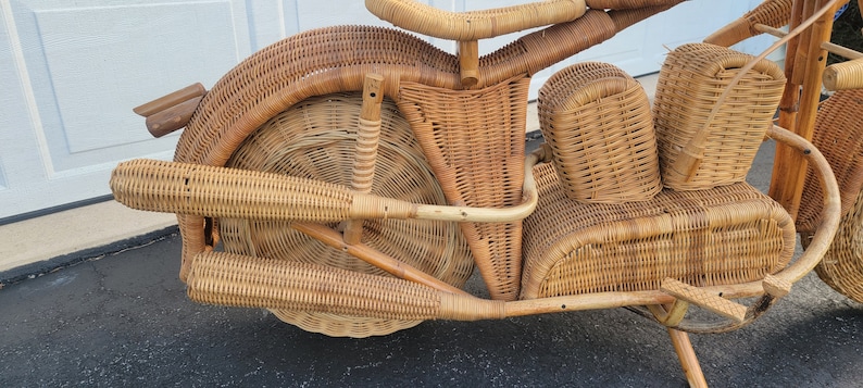 1960's Life Size Rattan Motorcycle, Bamboo and Wicker Harley Davidson ...