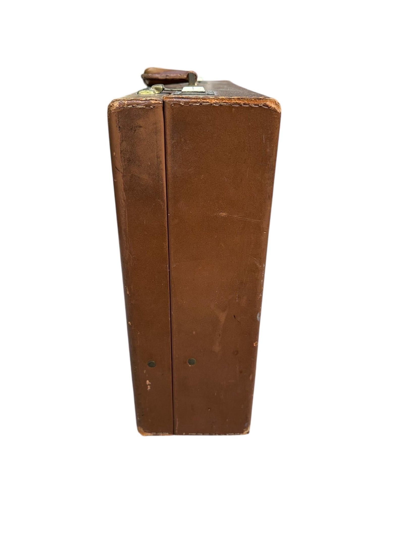 Vintage Hard-shell Suitcase With Travel Stickers, Retro 60's Leather ...