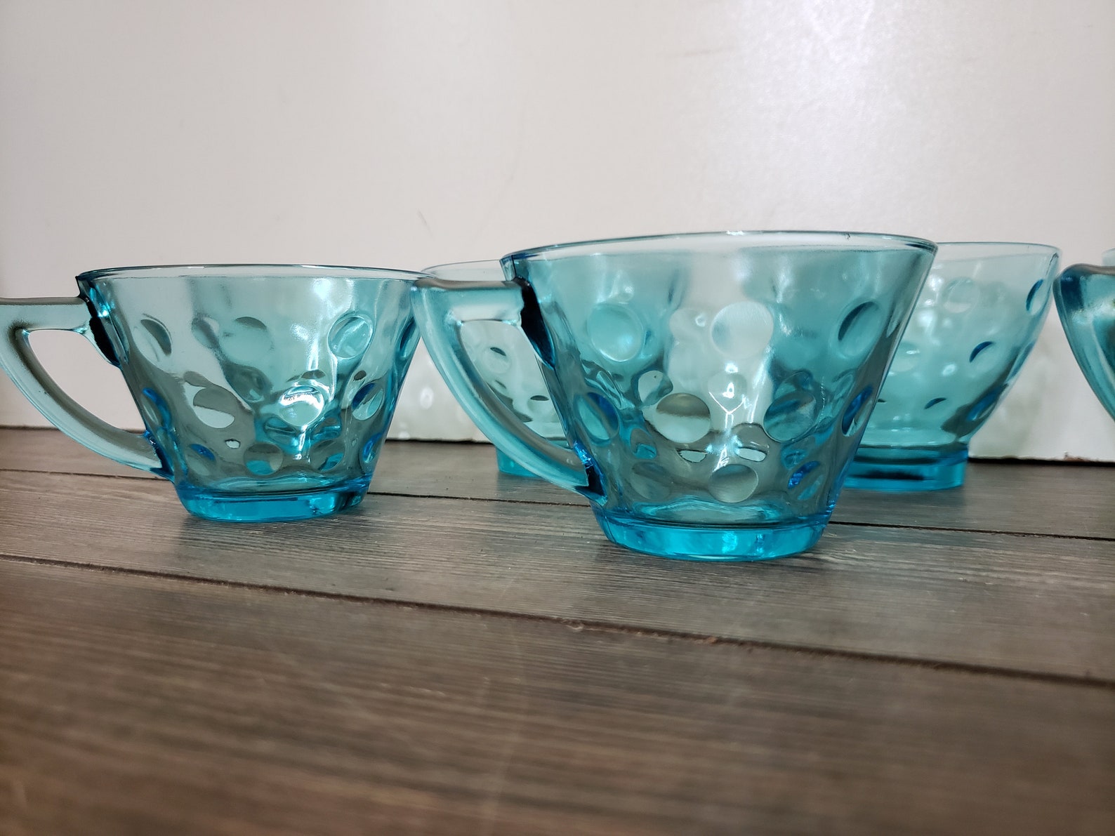 11pc Turquoise/aqua Hazel Atlas Glass Cups/ Bowls Vintage - Etsy
