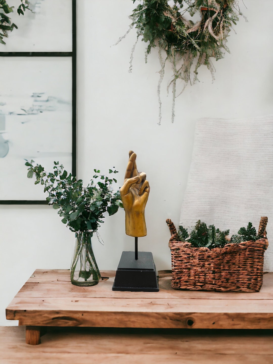 Vintage Hand Sculpture, Fingers Crossed Statue, Vitruvian Collection ...