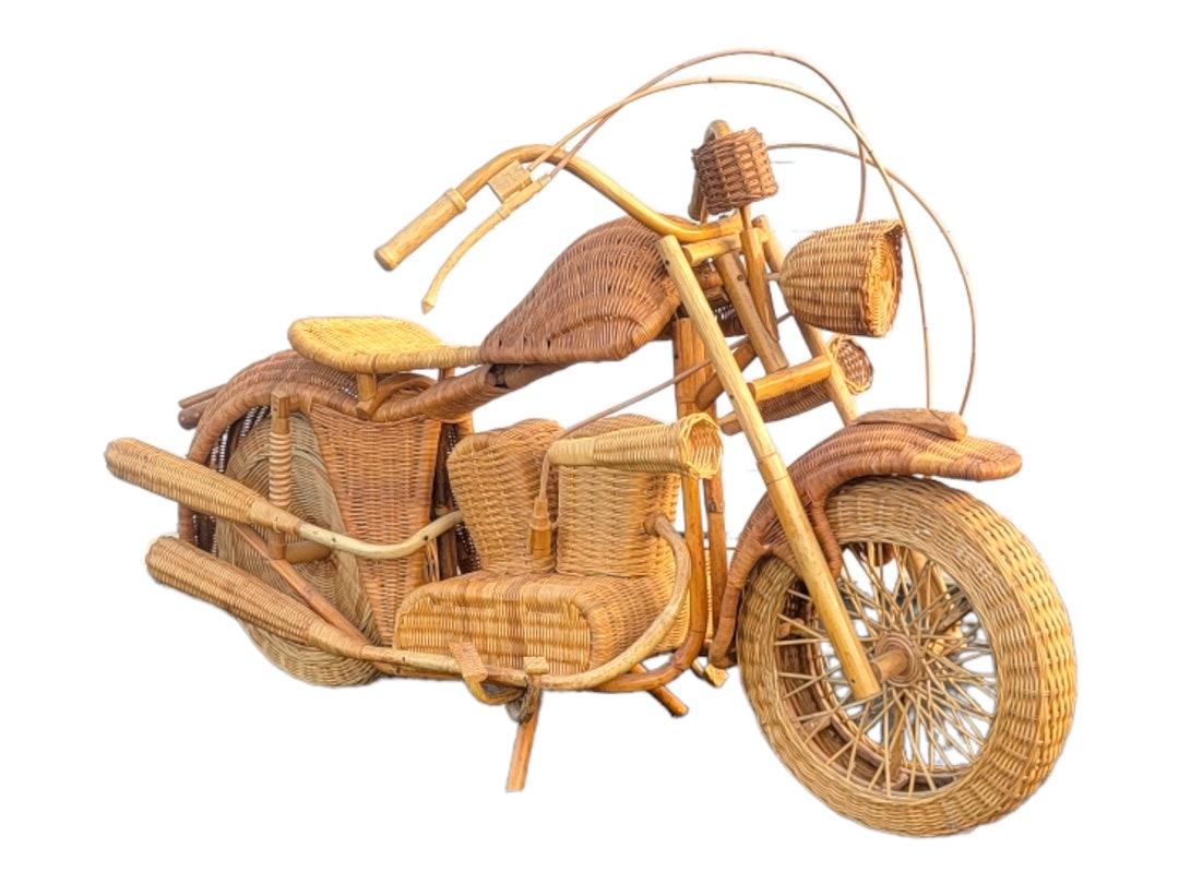 1960's Life Size Rattan Motorcycle, Bamboo and Wicker Harley Davidson ...