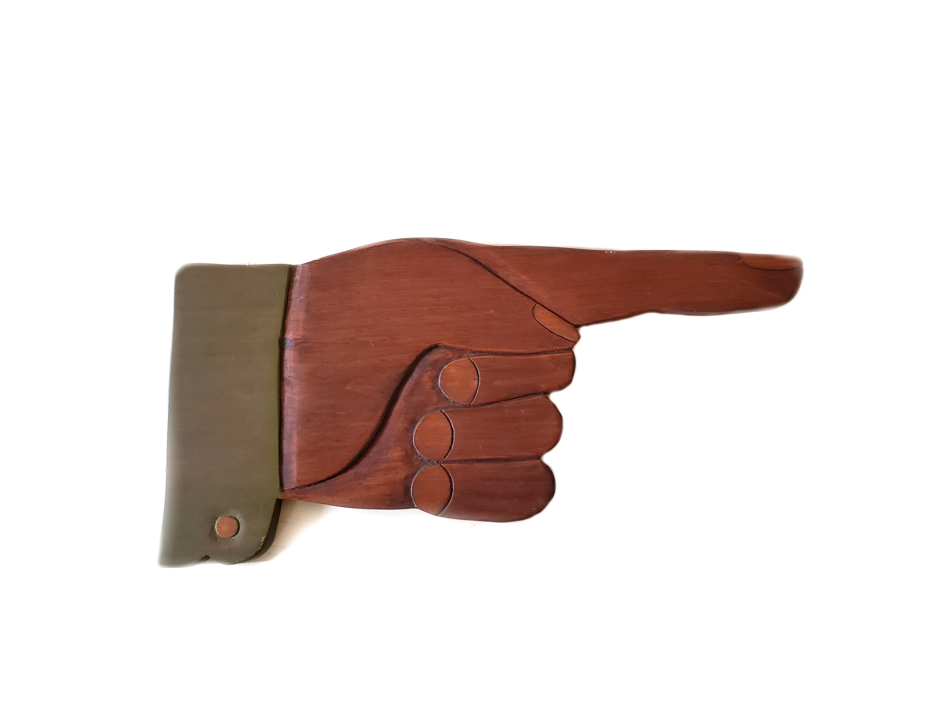 Large Pointing Hand Sign Vintage Wood Carved This Way Finger | Etsy