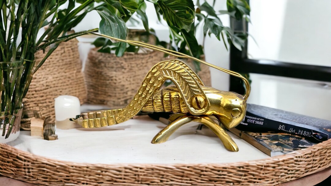 Brass Grasshopper Figurine / Brass Home Decor / Vintage Brass Animal ...