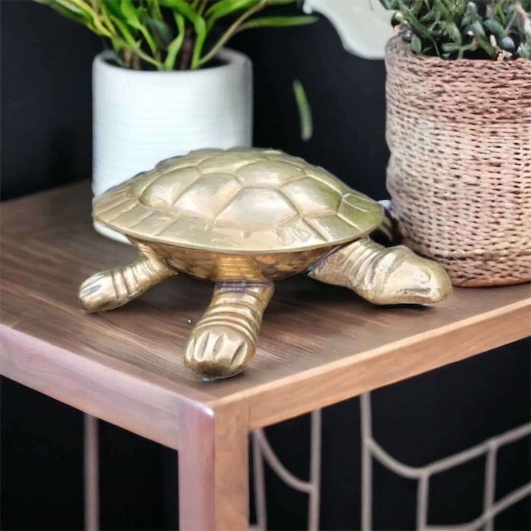Brass Turtle Box, Hinged Trinket Box / Jewelry Box / Gold Metal ...