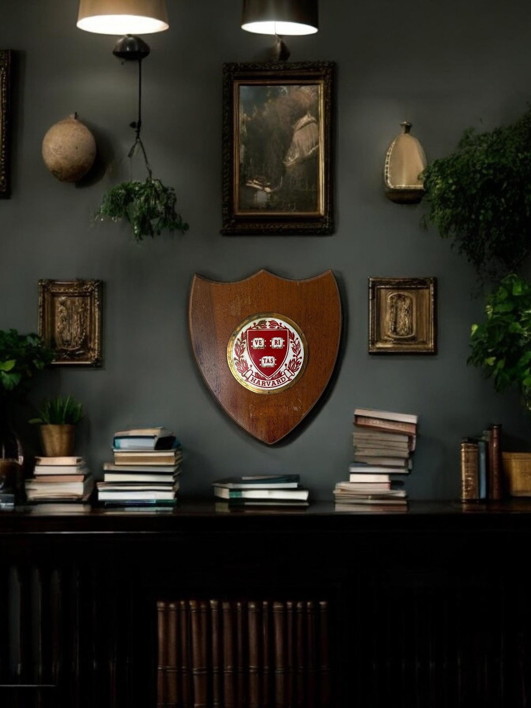 Rare Vintage Harvard University Wooden Shield Plaque, Classic ...