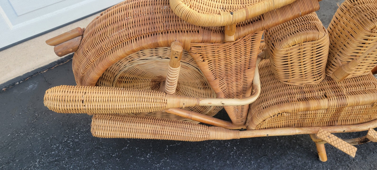1960's Life Size Rattan Motorcycle, Bamboo and Wicker Harley Davidson ...
