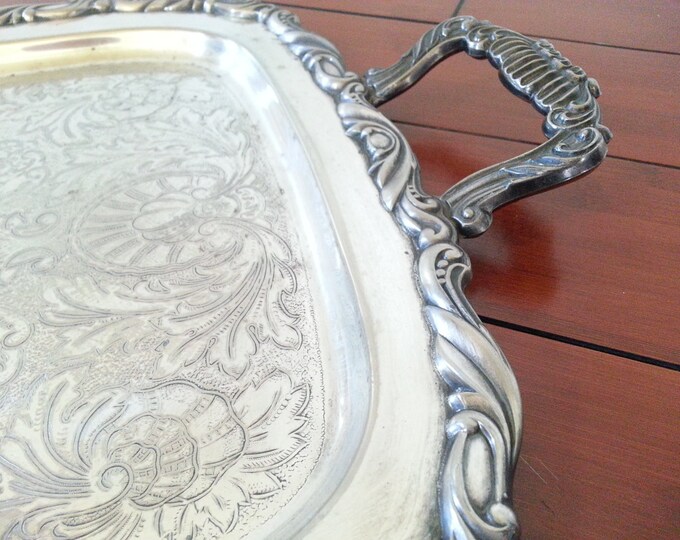 Silver Serving Butler Tray Large Oneida Silverplate Double - Etsy