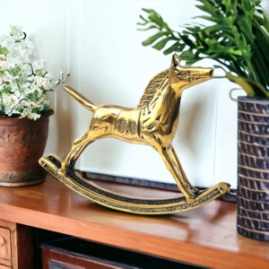 Vintage Brass Rocking Horse / Equestrian Home Decor / Brass Animal ...