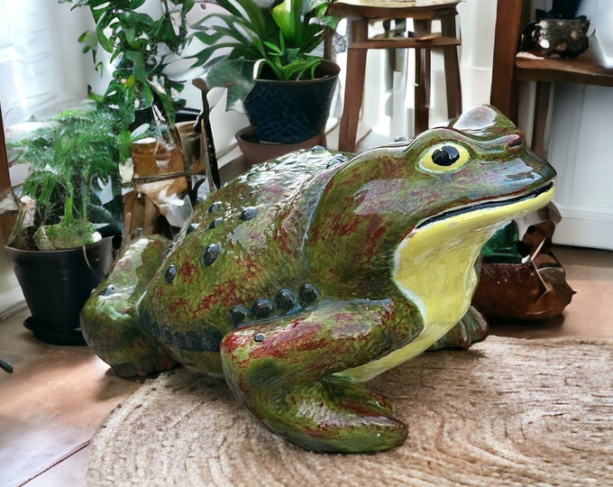 Xlarge Ceramic Frog / Vintage Frog Statue / Garden Toad Figure / Frog ...