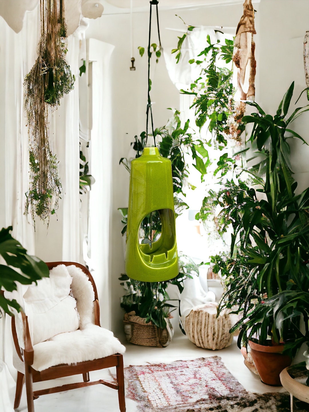 Mid Century Hanging Ashtray, Retro Ashtray, Vintage 70s Avocado Green ...