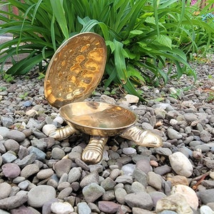 Brass Turtle Box, Hinged Trinket Box / Jewelry Box / Gold Metal ...