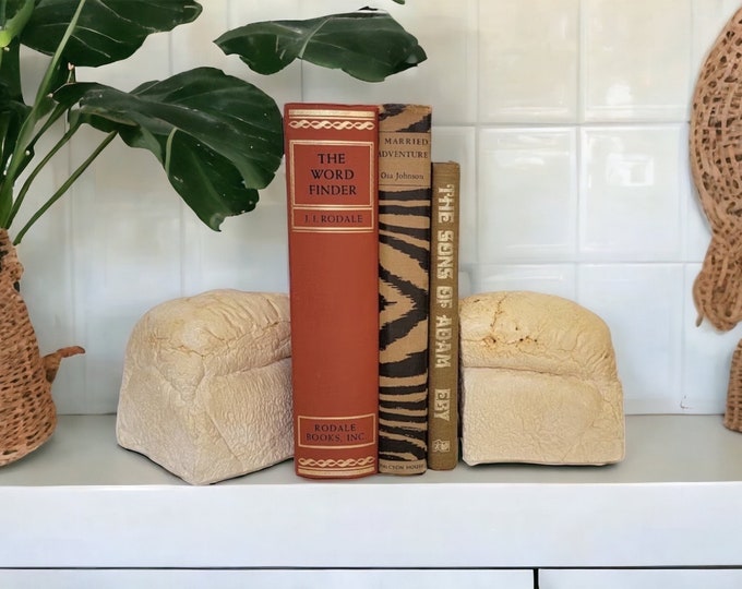 Vintage Cast Plaster Loaf of Bread Bookends / Bakers Bookends / Kitchen ...