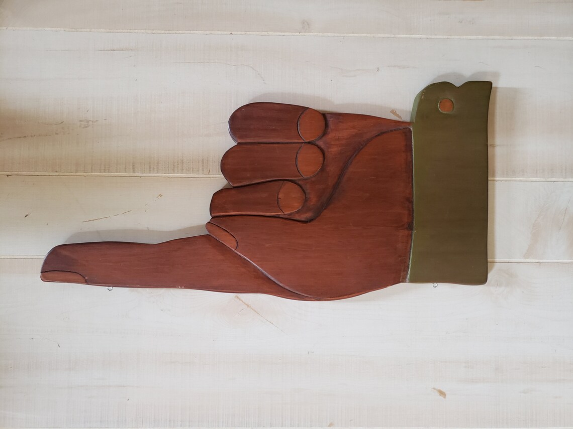 Large Pointing Hand Sign Vintage Wood Carved This Way Finger - Etsy