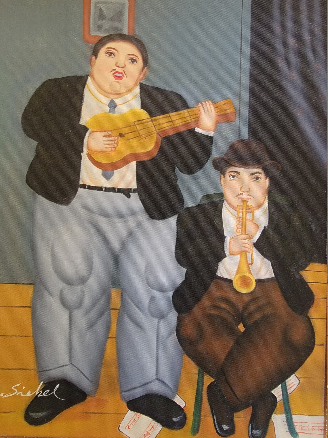 Fernando Botero Oil Painting Los Musicos Reproduction Signed N - Etsy