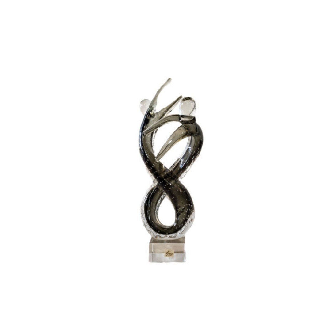 Black Glass Figurine Art / Embracing Couple / Glass Statue / - Etsy