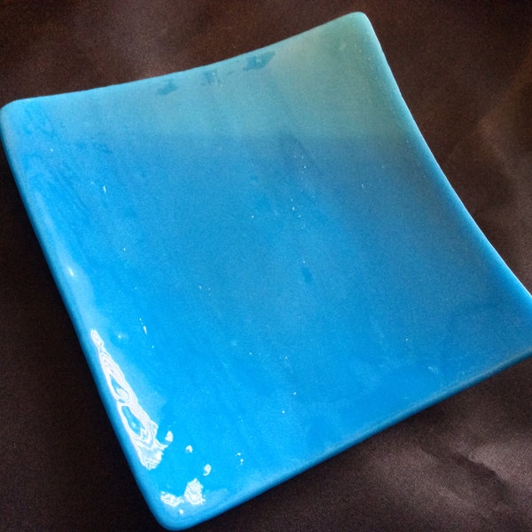Aqua Glass Plates - Etsy