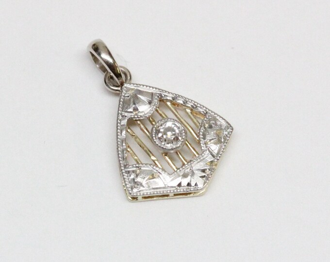 Layaway Art Deco 14k Gold, Platinum, Diamond Filigree Pendant Stick Pin ...