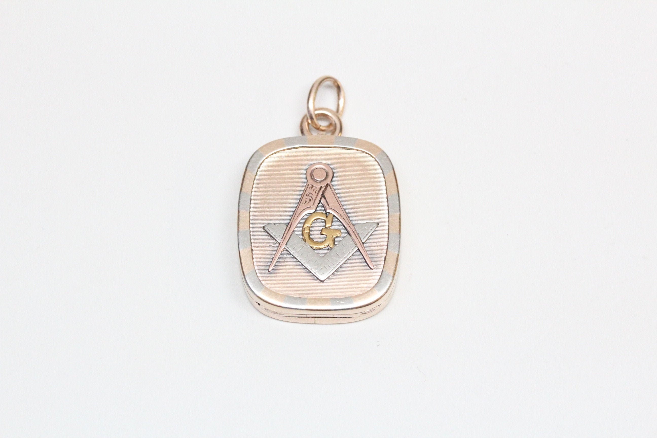 Masonic 10k Tricolor Gold Platinum Locket or Fob Charm | Etsy