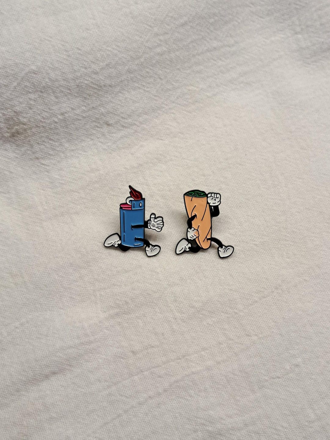 LIGHTER and BLUNT set of 2 Pins Running Chasing Humor Funny Novelty ...