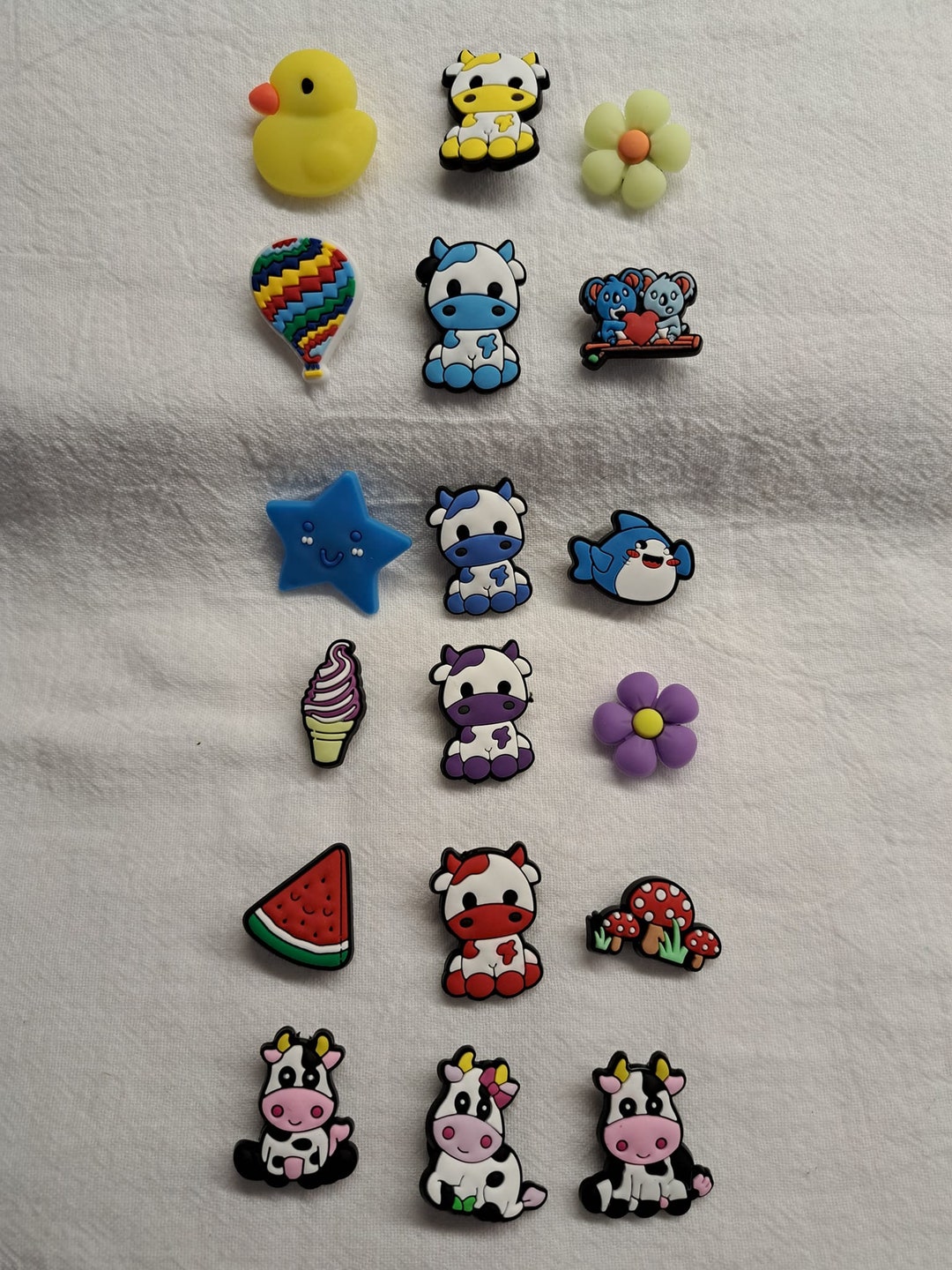 RANDOM SHOE CHARMS 1 Cows Flowers Food Stars Ducks Dabs Watermelon Ice ...