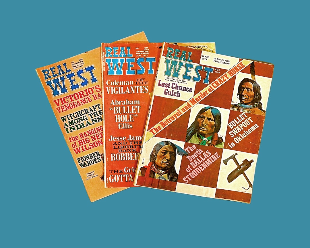 3 Vintage 1970's REAL WEST Magazines Real West Adventures, Cowboys ...