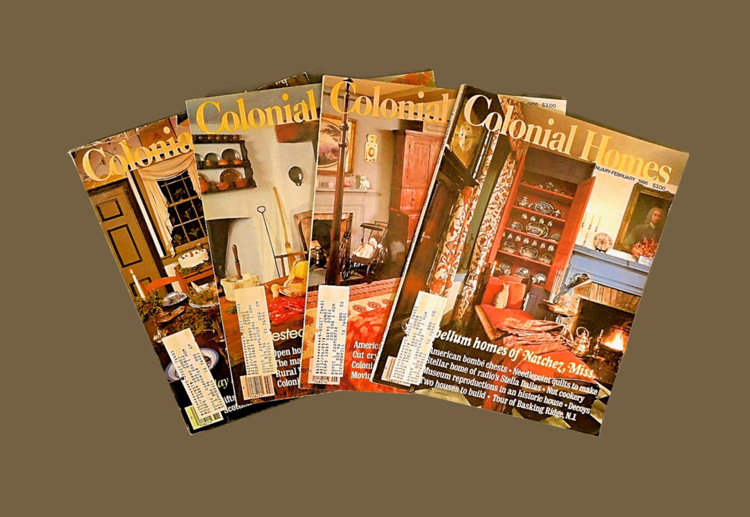 4 Vintage Back Issues COLONIAL HOMES Magazines From 1986 Natchez, Irish ...