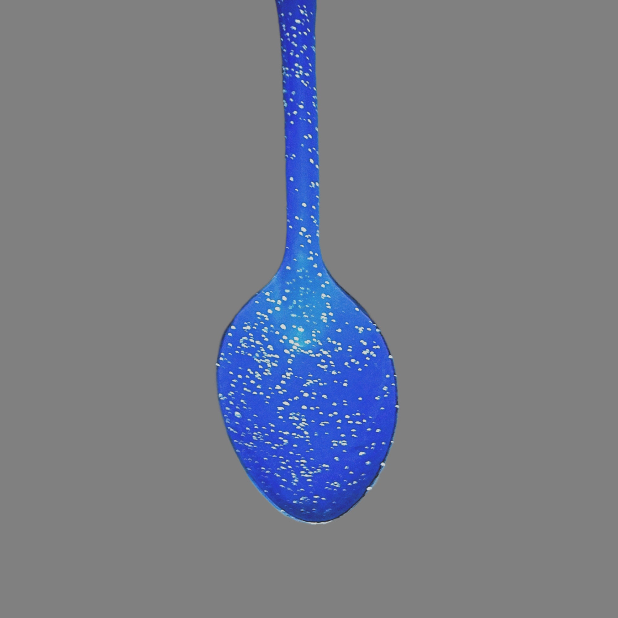 Vintage Blue Speckled Graniteware Long Handled Spoon - Serving Spoon ...