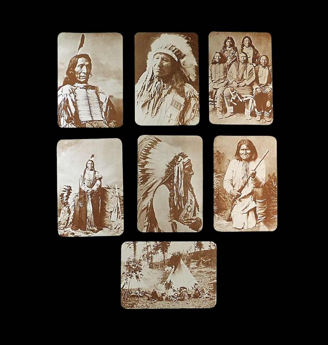 7 Vintage Old West Collectors Series Post Cards Real Photos Indians ...