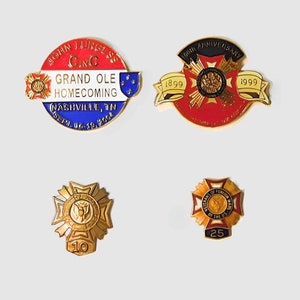 4 Vintage VFW Veterans of Foreign Wars Pins Brooches Including 100th ...