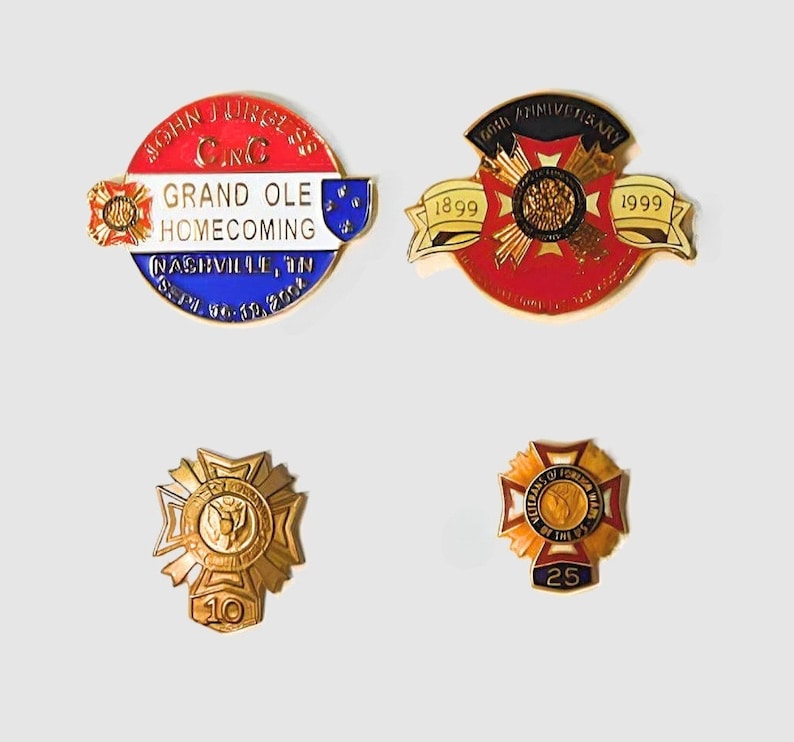 4 Vintage VFW Veterans of Foreign Wars Pins Brooches Including 100th ...