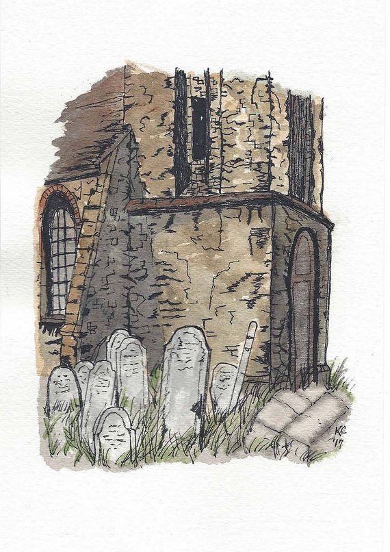 Original Pen and Ink With Watercolor Painting of Old Medieval | Etsy